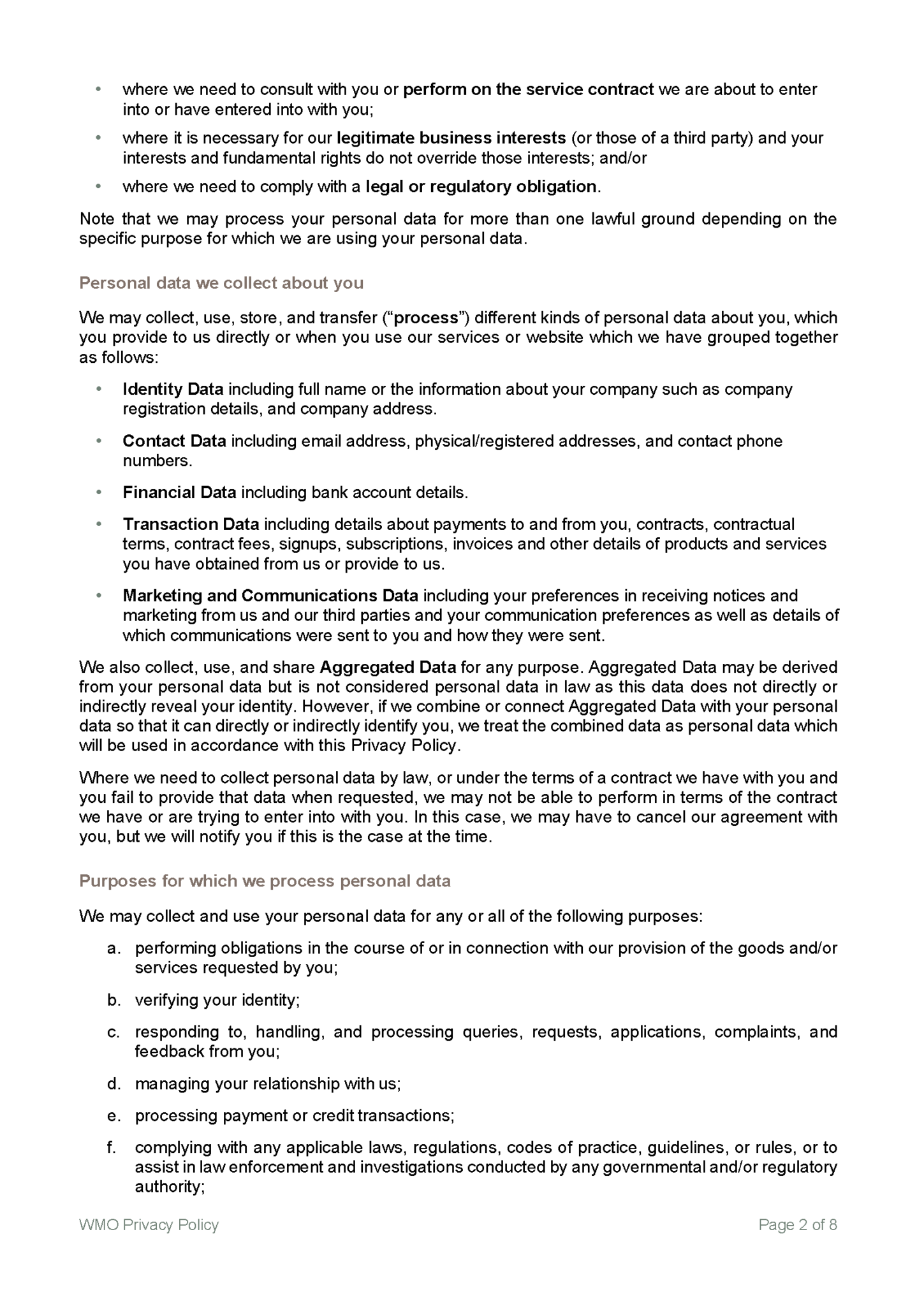 Privacy Policy - Data Protection Notice - WMO