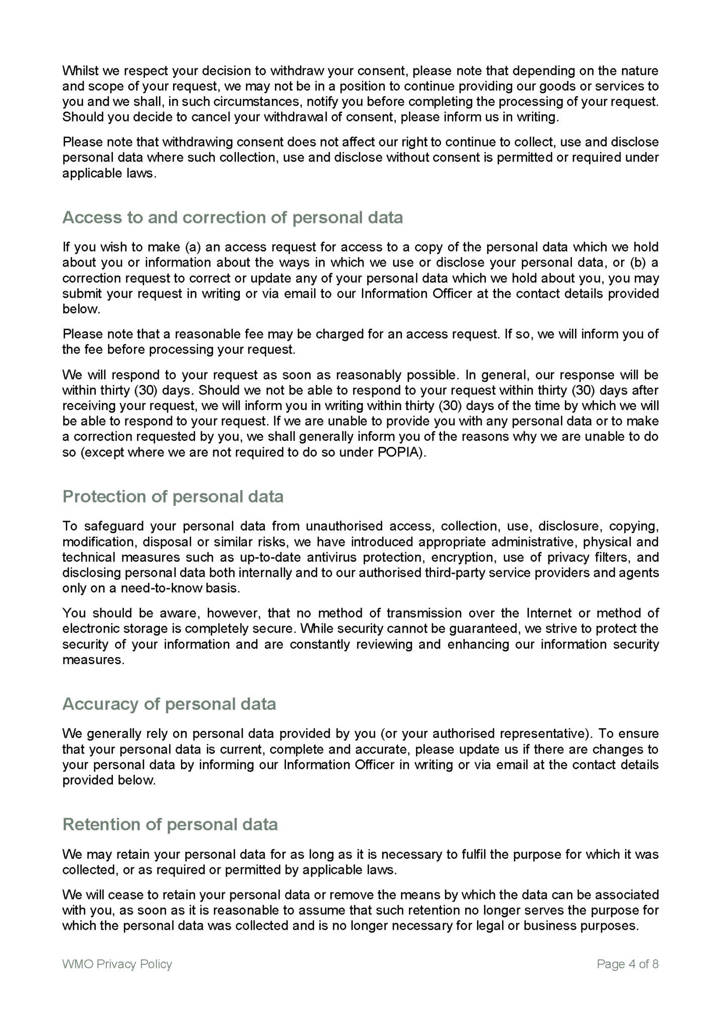 Privacy Policy - Data Protection Notice - WMO